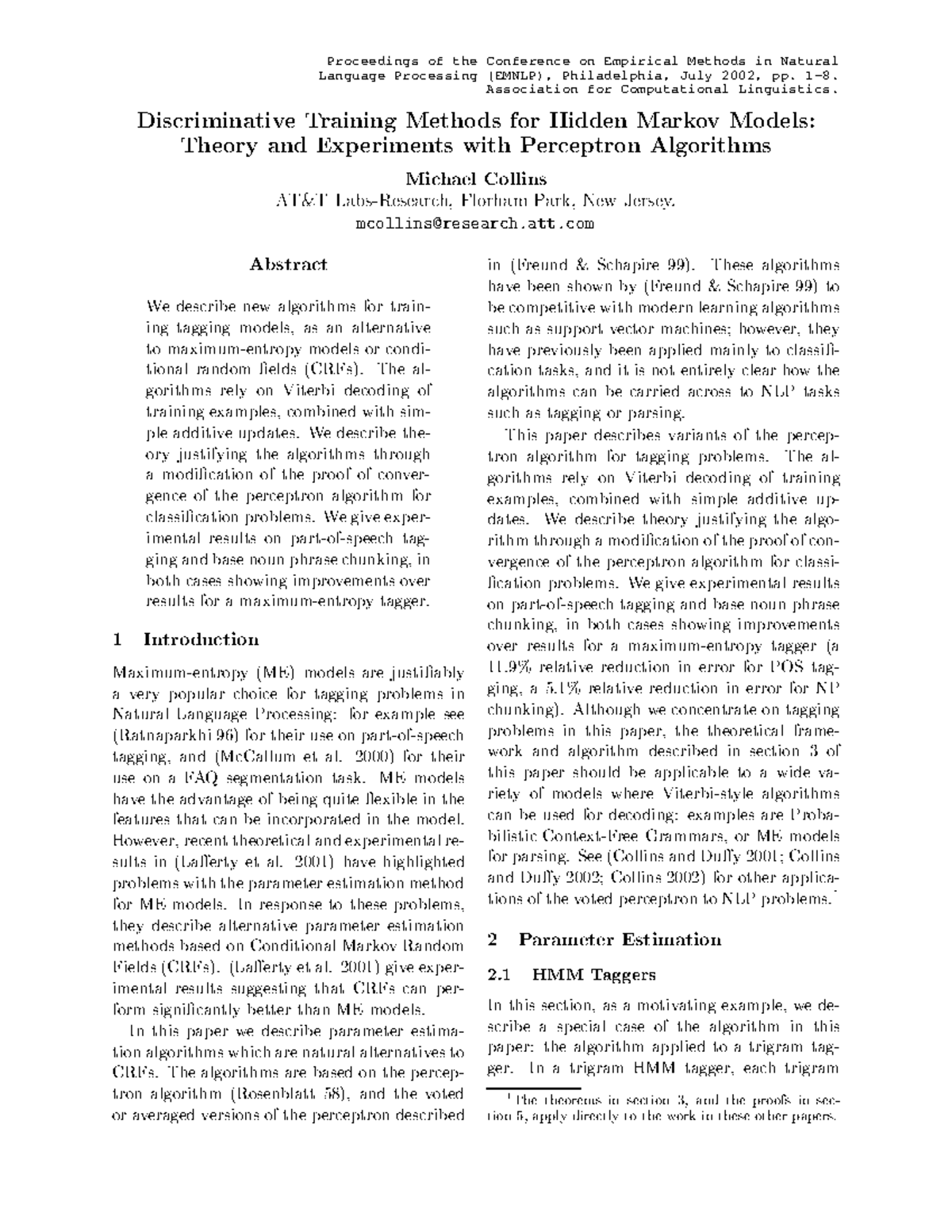 Discriminative training methods for hidden Markov models Theory and ...