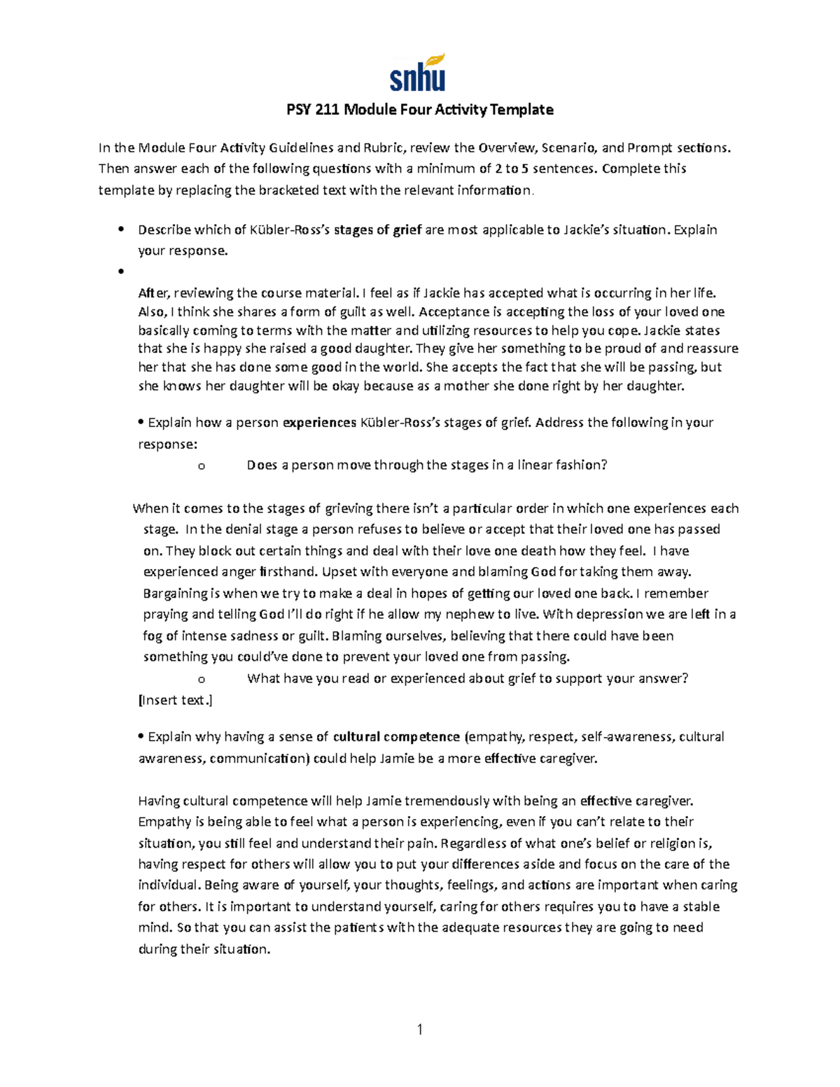 PSY 211 Module Four Activity Template (1) - PSY 211 Module Four ...