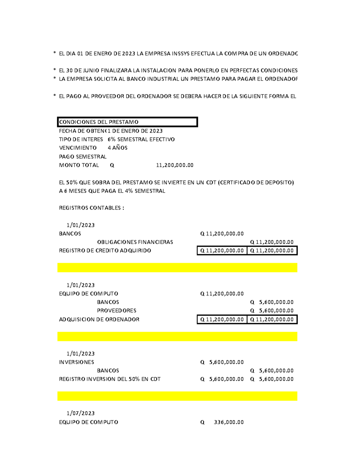 NIC 23 Ejemplo 2024 - PRACTICA NIC 22 - * EL DIA 01 DE ENERO DE 2023 LA ...