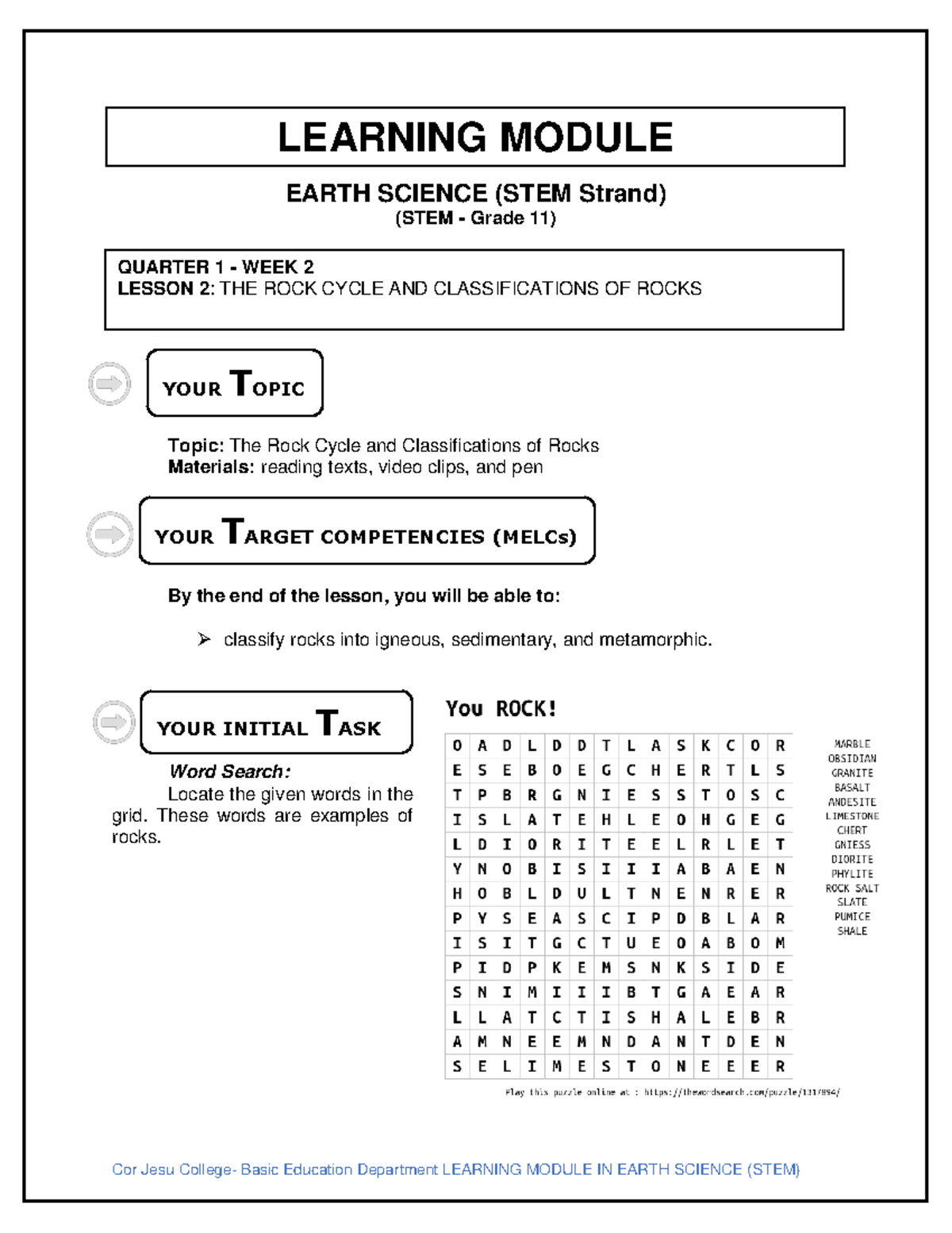 Earth Sci Week 2-Lesson 2 - EARTH SCIENCE (STEM Strand) (STEM - Grade ...