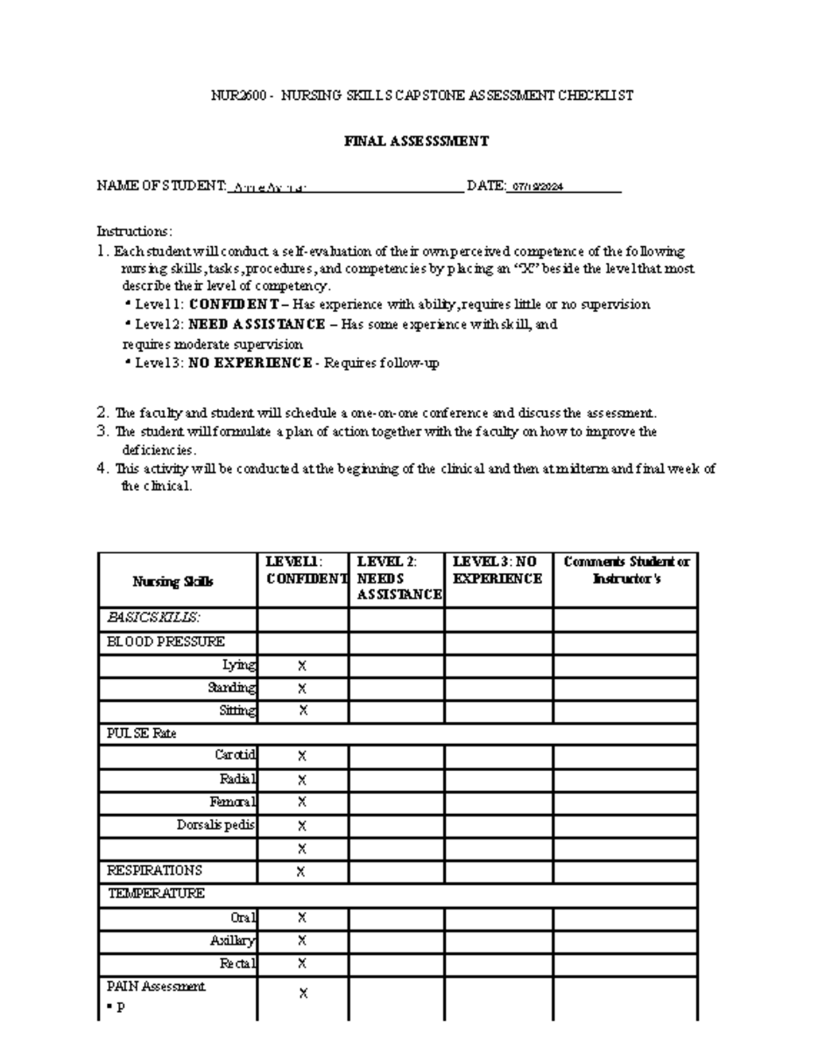 Final assessment C4 - n/a - NUR2600 - NURSING SKILLS CAPSTONE ...