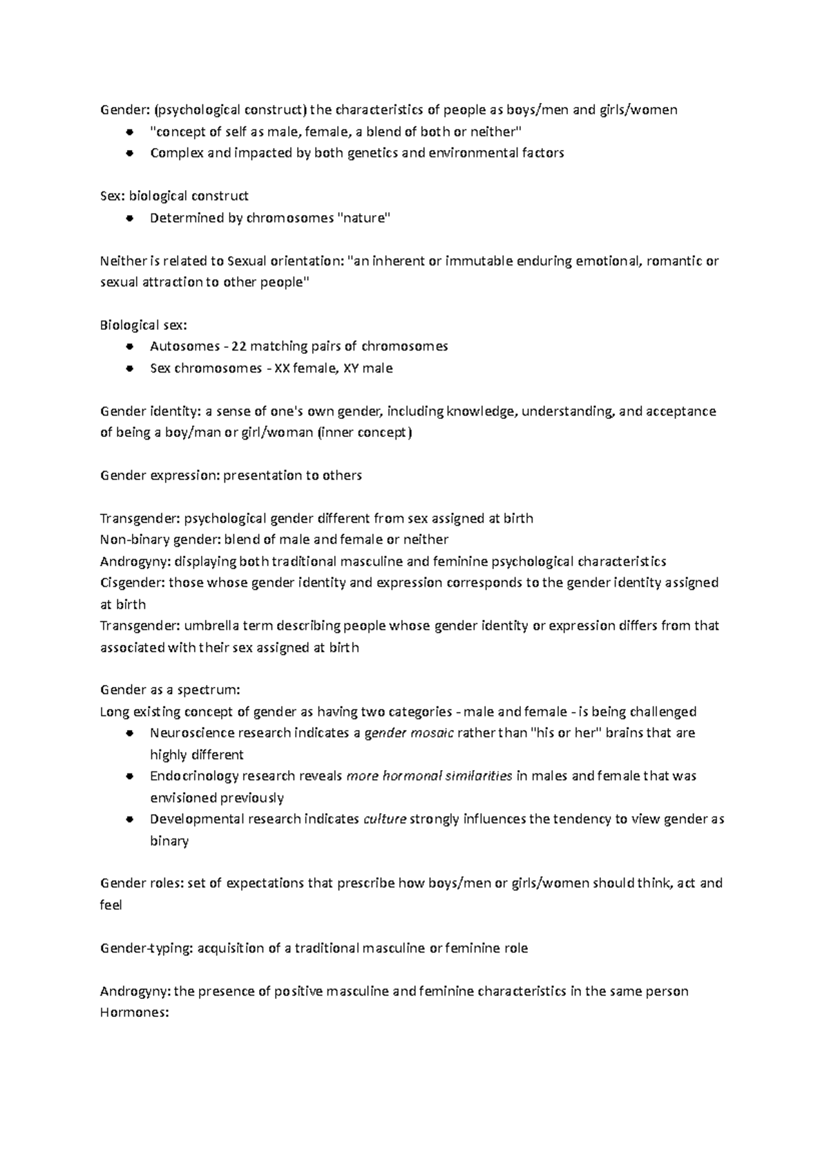 Gender: Characteristics Sex Identity Expression and Differences - Studocu