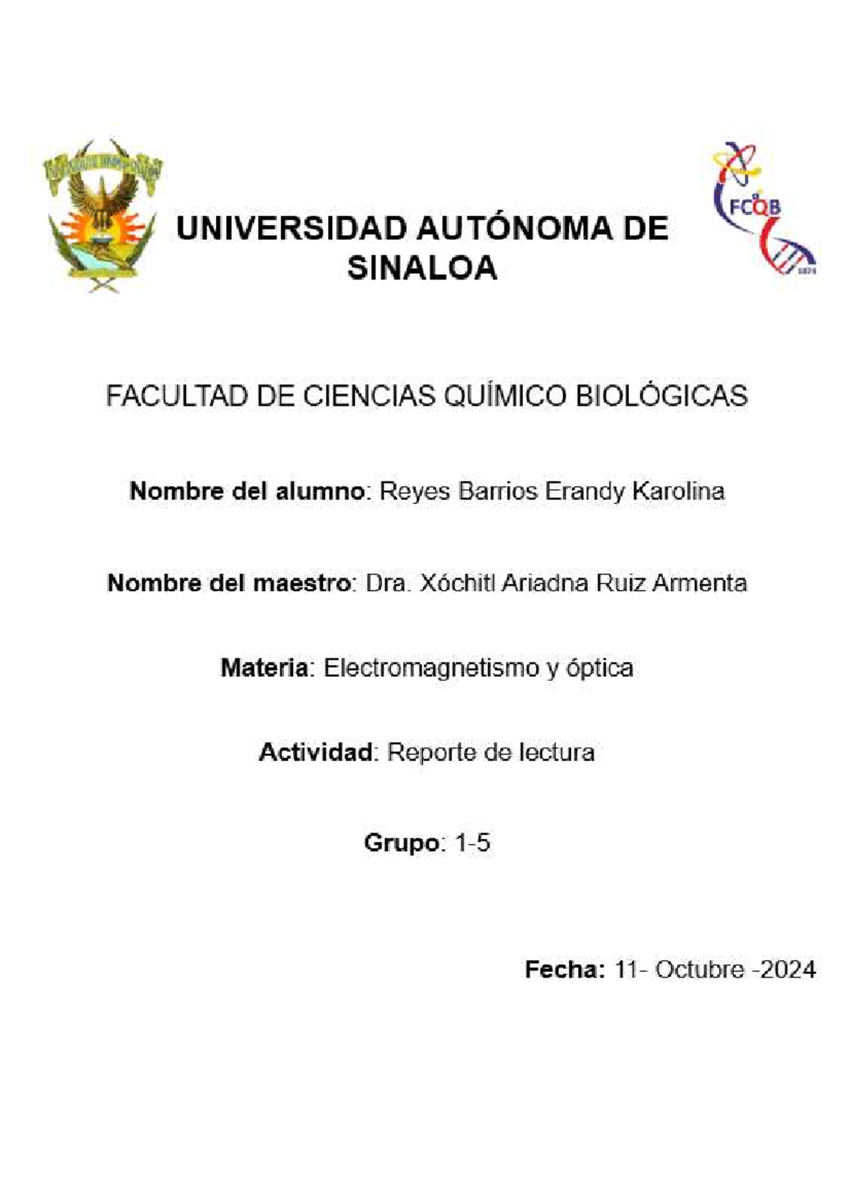 RL. Circuitos Reyes Barrios Erandy Karolina - Electromagnetismo I - Studocu