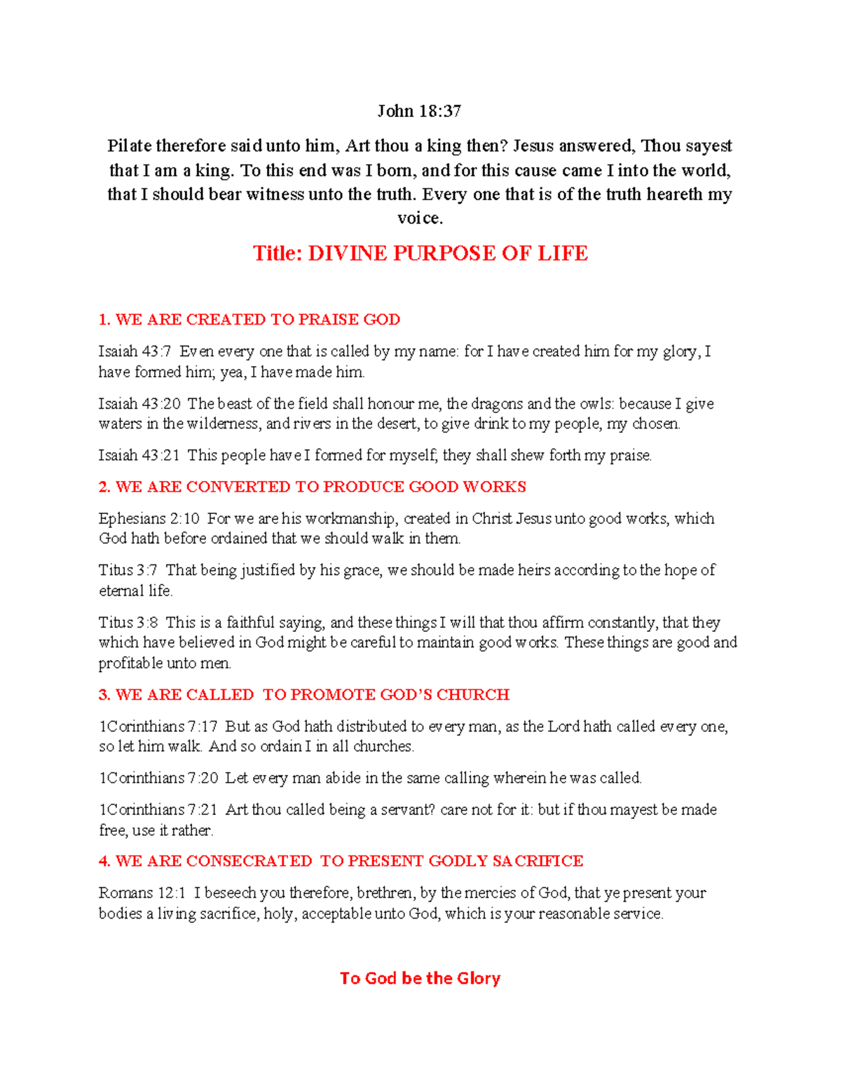 The-divine-purpose-of-life - John 18: Pilate therefore said unto him ...