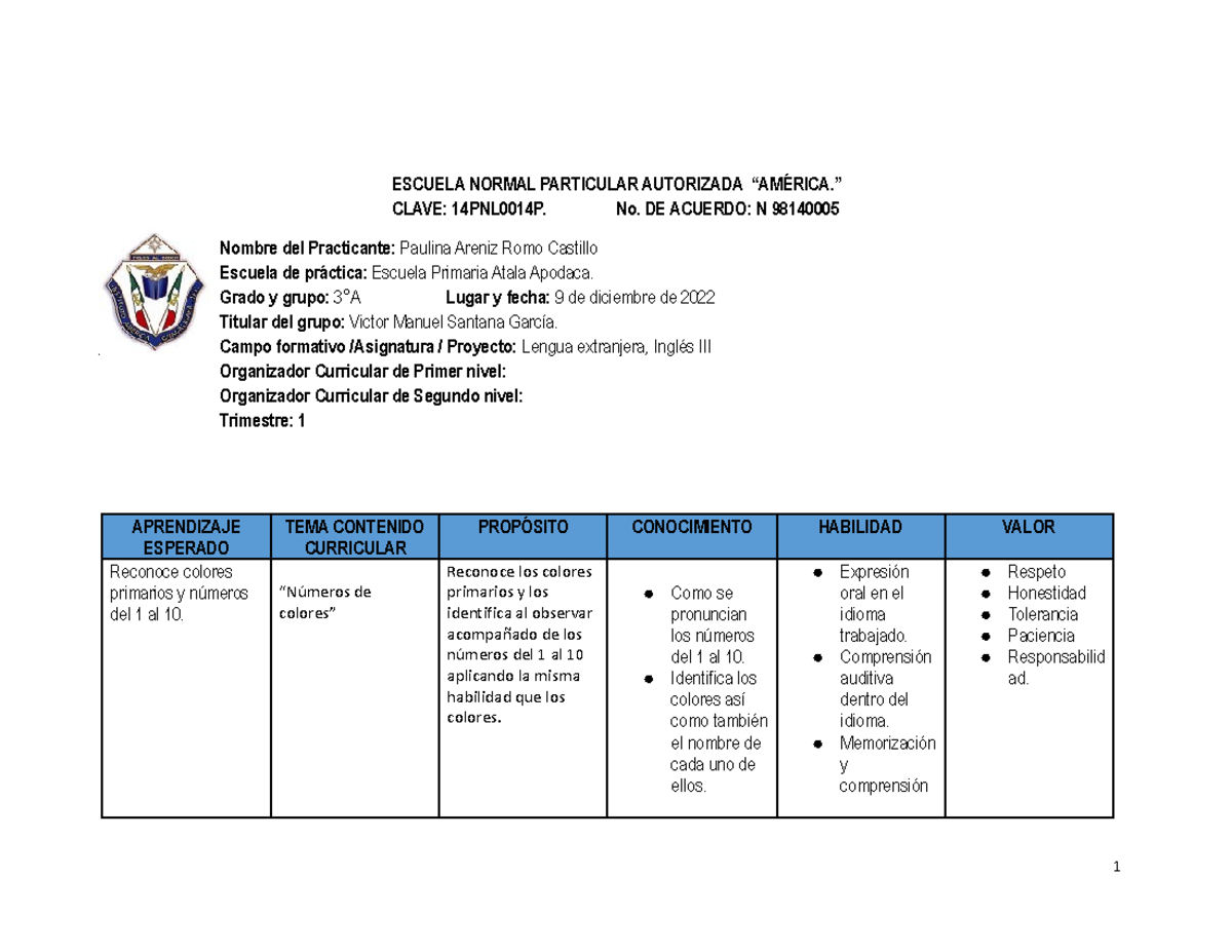 Planeación tercer semestre ingles - ESCUELA NORMAL PARTICULAR ...