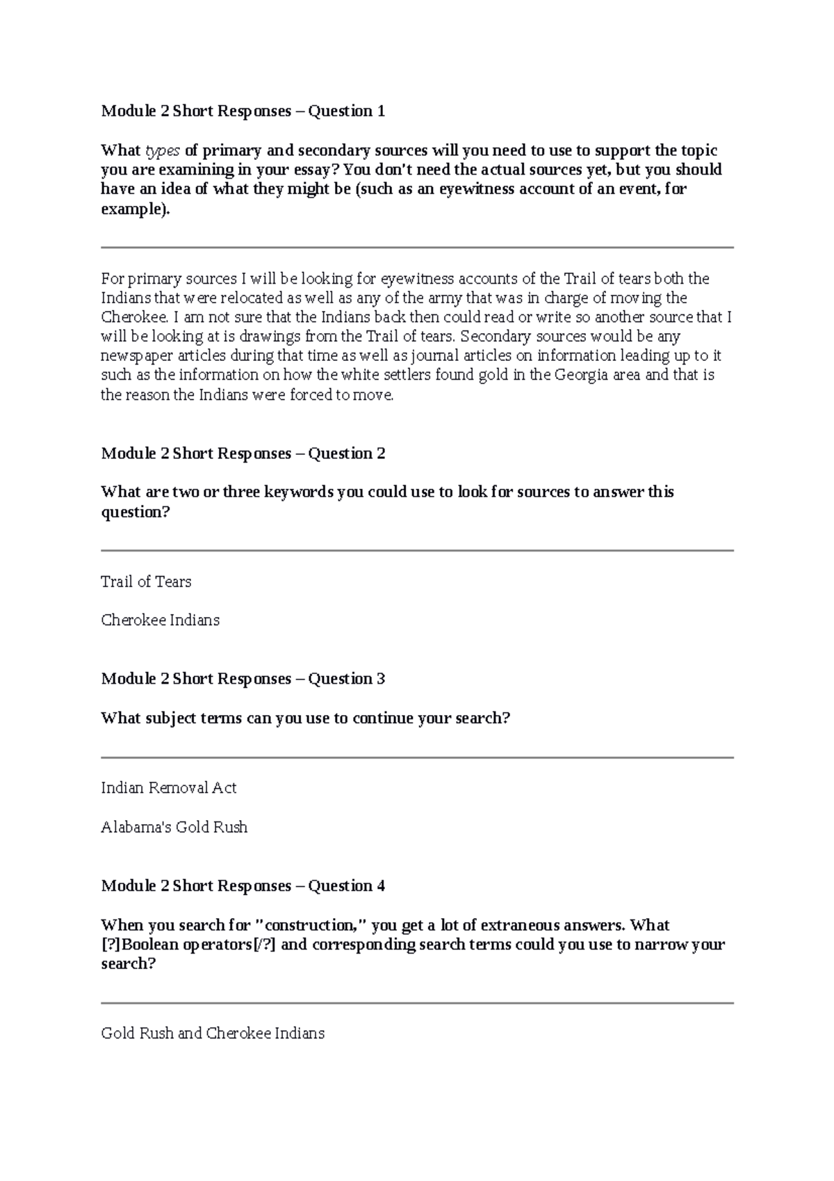 Module 2 Short Responses - Module 2 Short Responses – Question 1 What ...