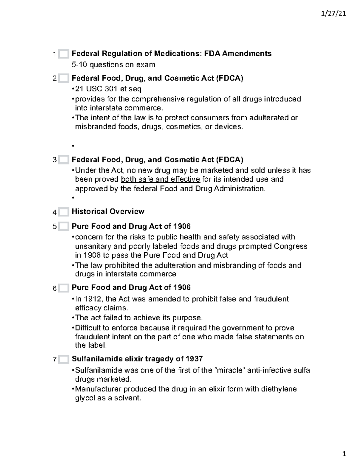 Federal Regulation of Medications FDA Amendments - The intent of the ...