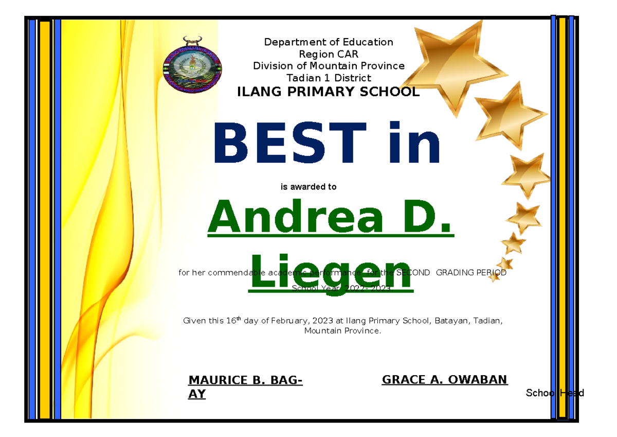 Award Certificates Editable - is awarded to Department of Education ...