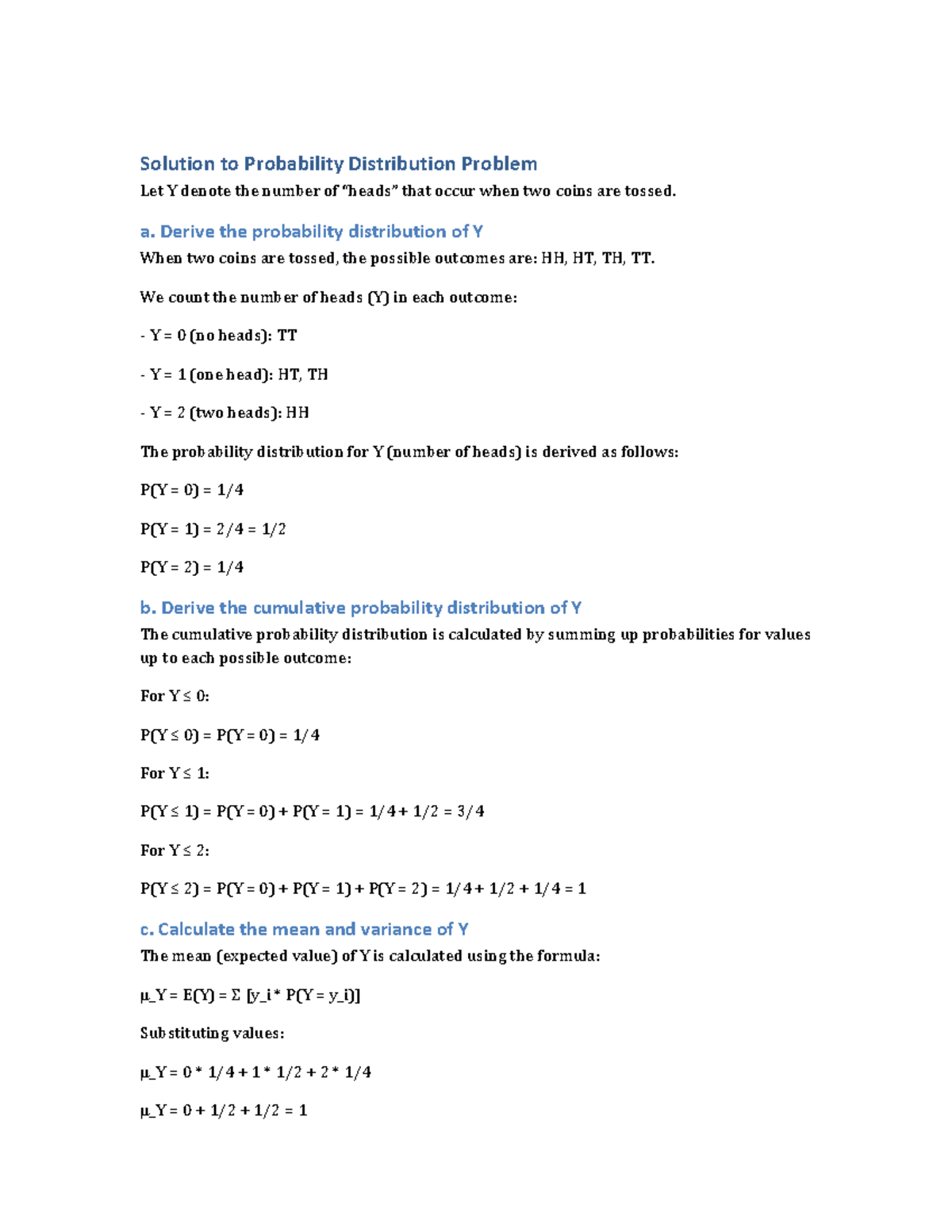 Probability Distribution Solution Detailed - Solution to Probability ...