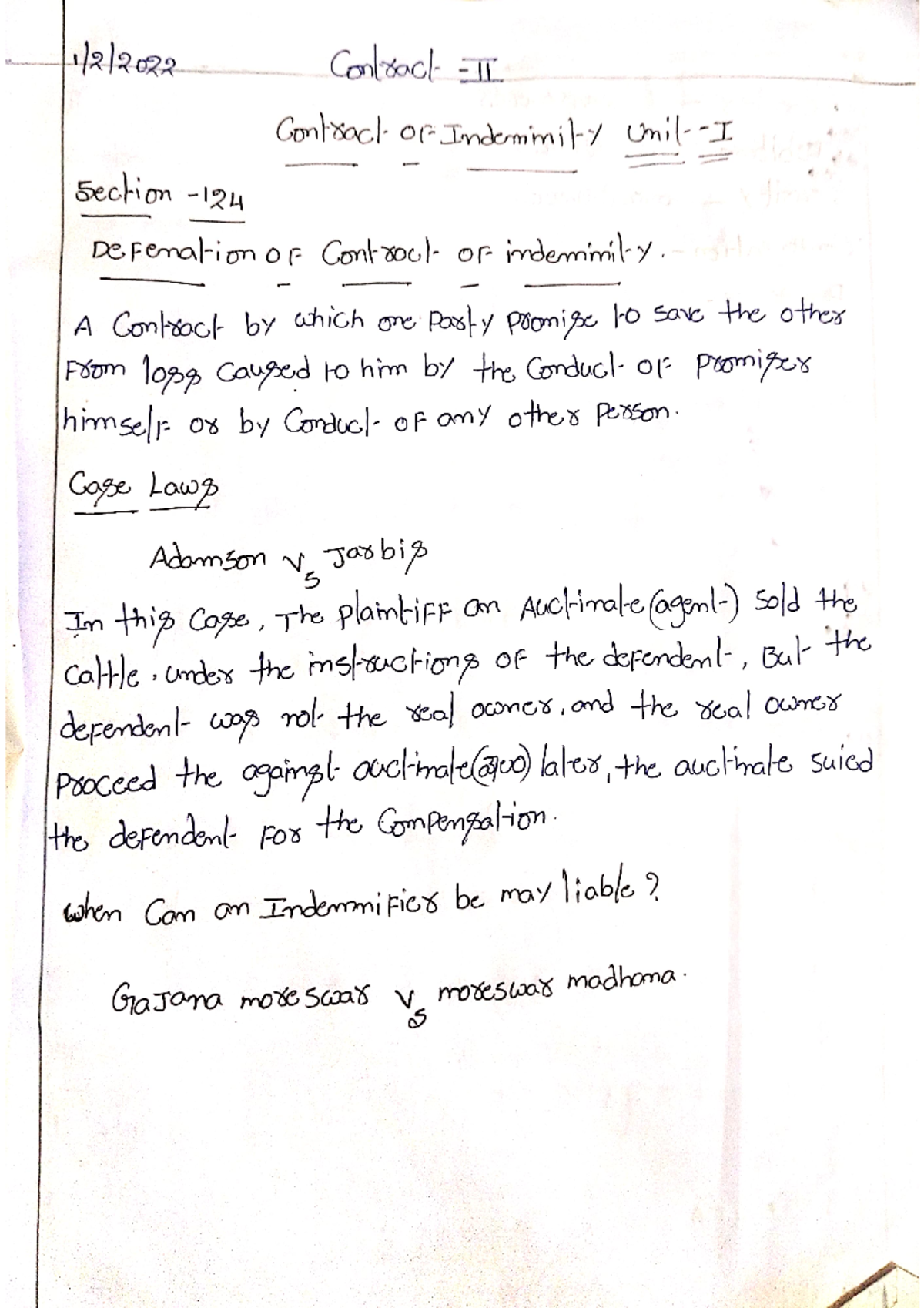 Contract-2 - Contract 2 class notes - Bachelor of Law - Studocu