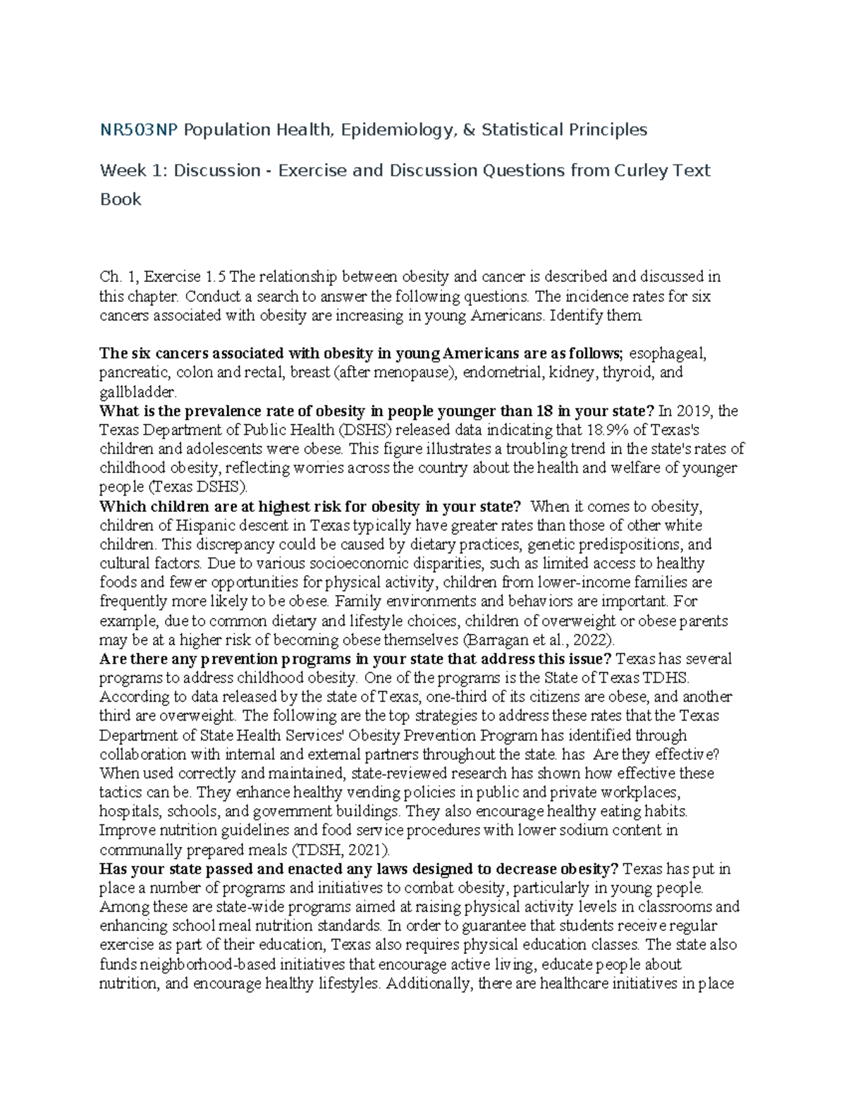 NR503NP Population Health wk 1 - NR503NP Population Health, Epidemiology, & Statistical - Studocu
