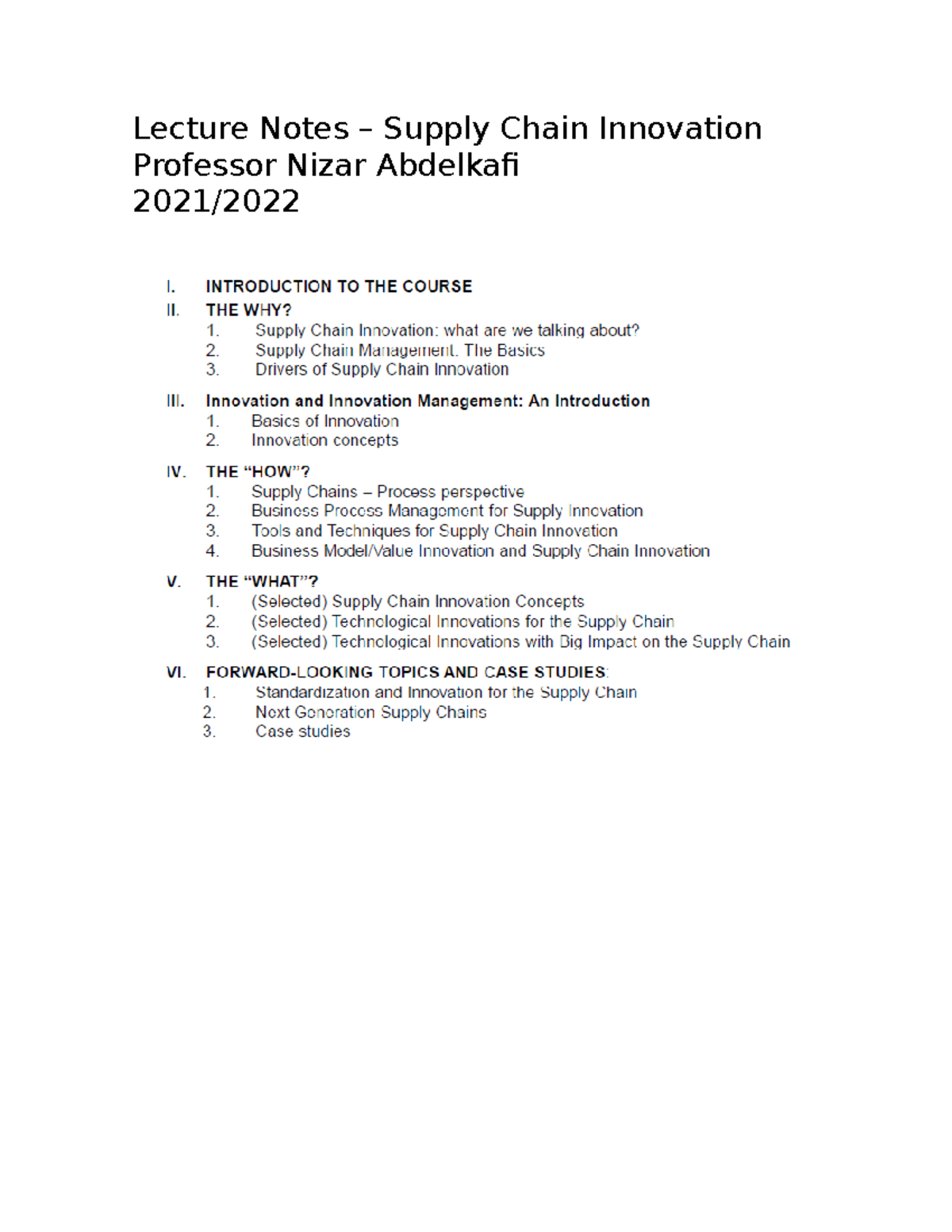 Lecture Notes - ABDELKAFI NIZAR - Lecture Notes – Supply Chain ...