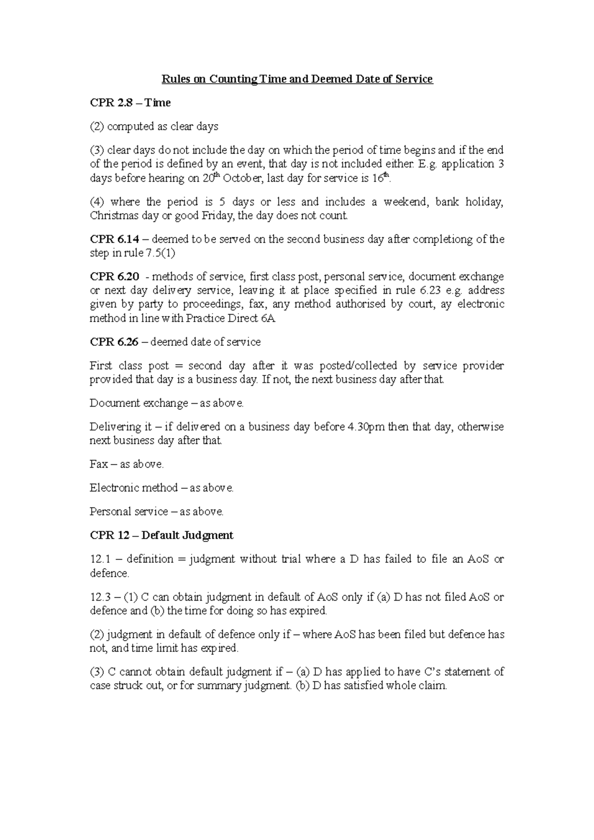 Civil Lit - counting time - Rules on Counting Time and Deemed Date of ...