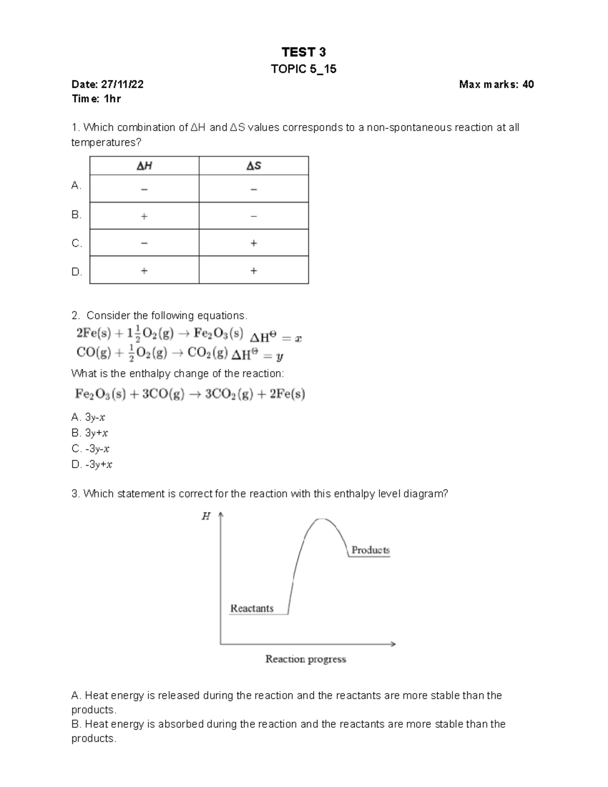 TEST 3 Topic 5 15 - asdfasdfadsf - TEST 3 TOPIC 5_ Date: 27/11/22 Max ...