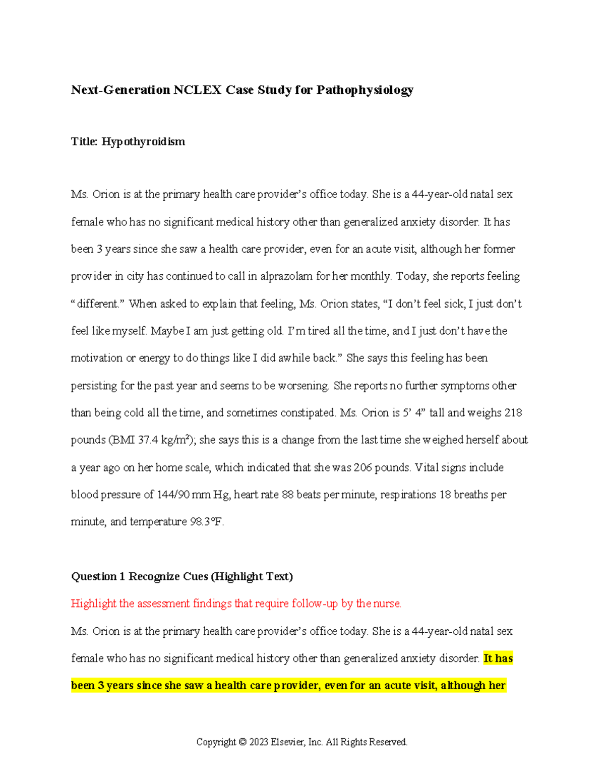 Endocrine System Case Study - Next-Generation NCLEX Case Study for ...