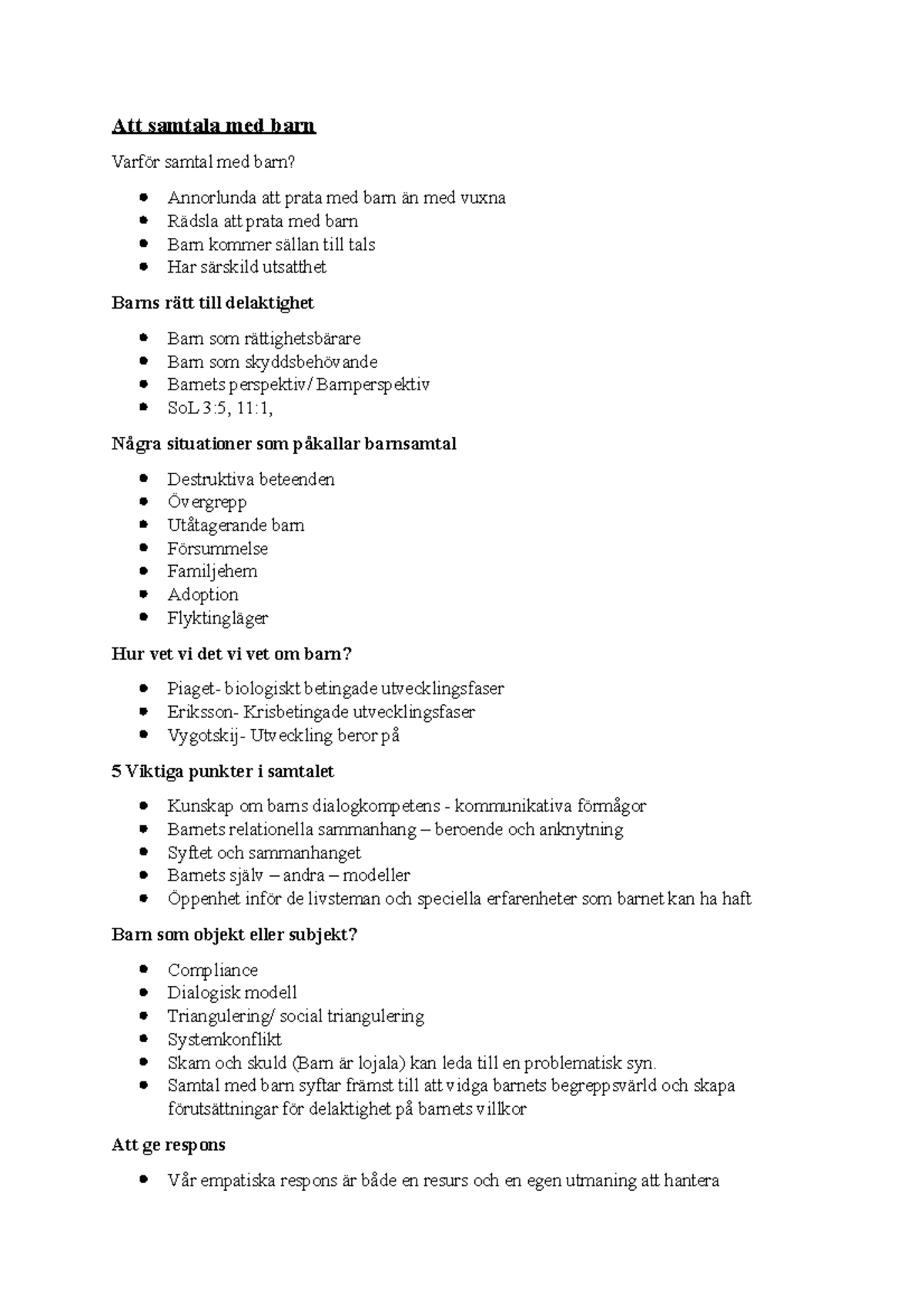 Att samtala med barn - föresläning - Att samtala med barn Varför samtal ...