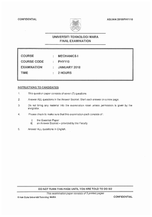 LAB Report Physics - Experiment 2 - Mechanics 1 - UiTM - Studocu