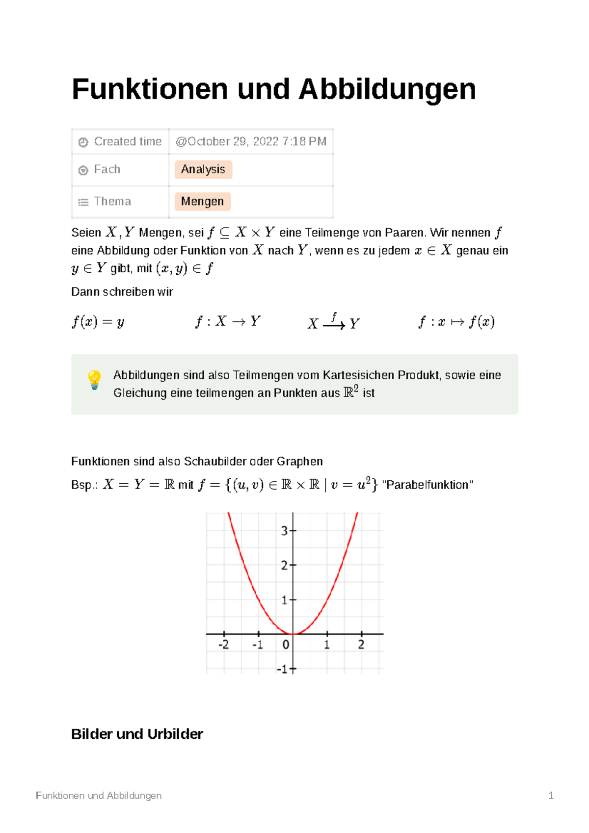Funktionen und Abbildungen - Wir nennen eine Abbildung oder Funktion ...