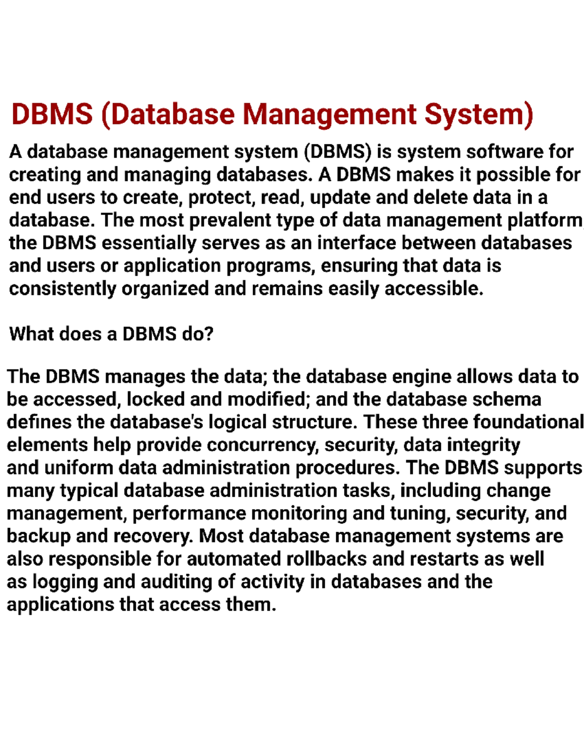 DBMS - It is very useful for bsc computer science students - electrical - Studocu