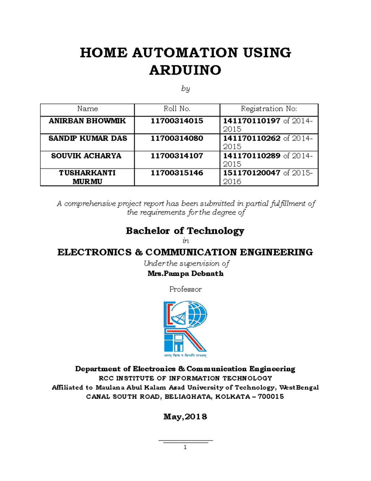 GR30 2 - Brilliant - HOME AUTOMATION USING ARDUINO by Name Roll No ...