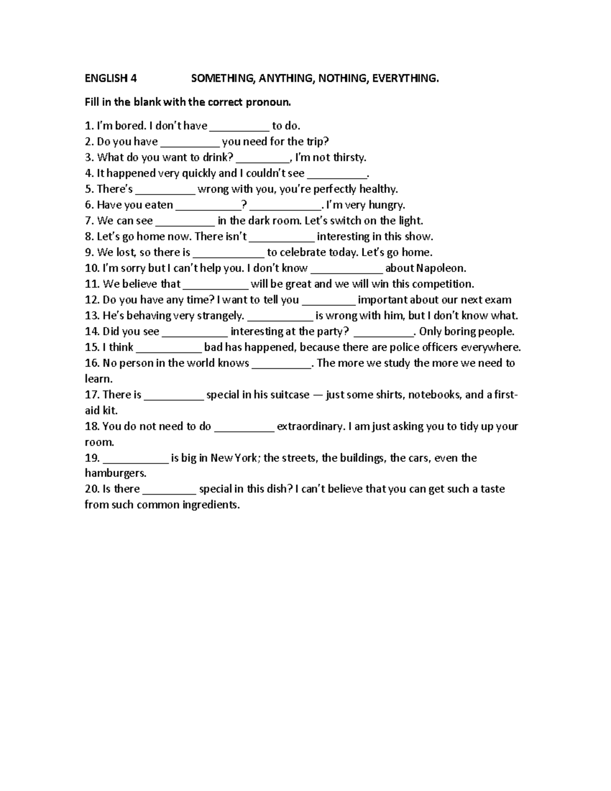 English 4 Something, Anything, Everything - ENGLISH 4 SOMETHING ...