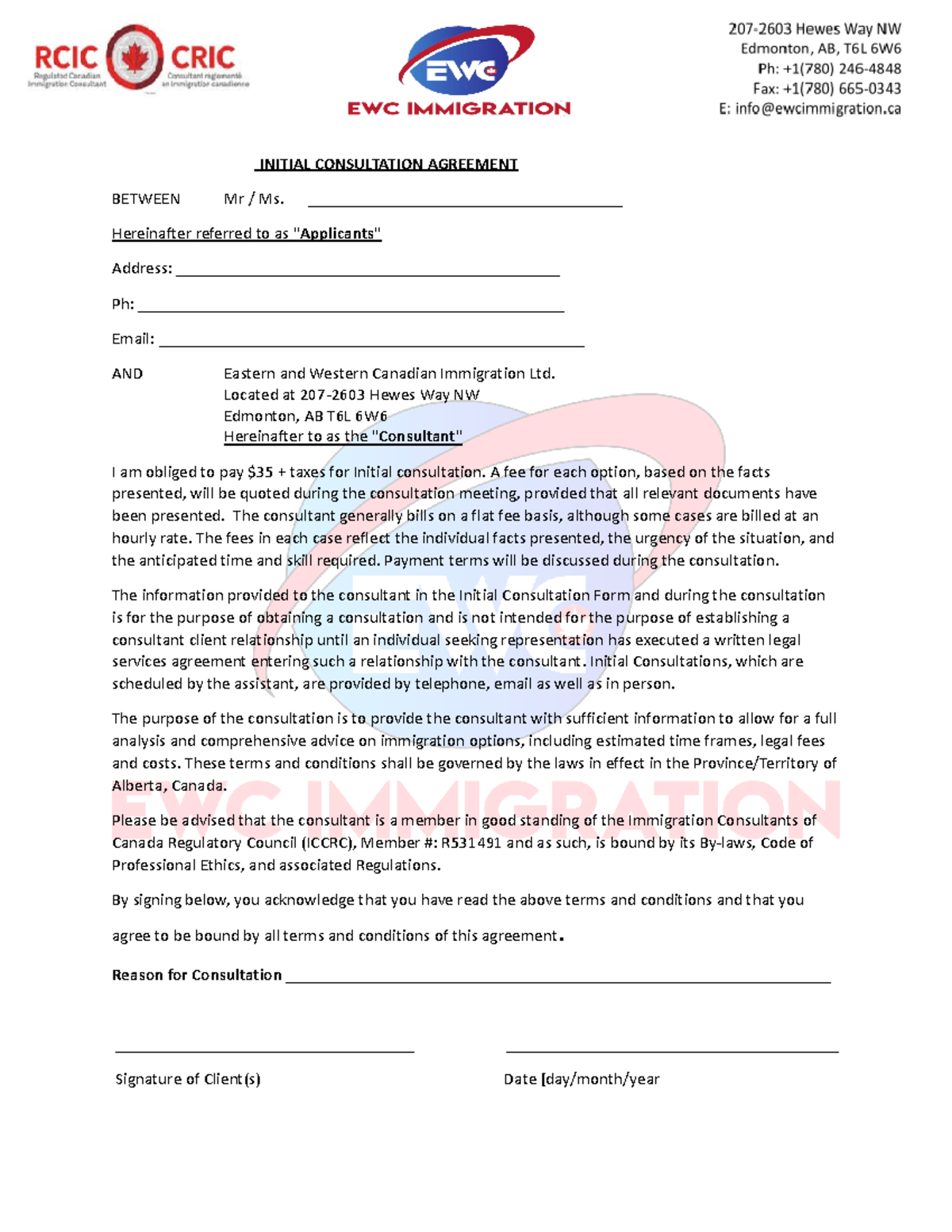 Initial Consultation Form-Inside (16) - INITIAL CONSULTATION AGREEMENT ...
