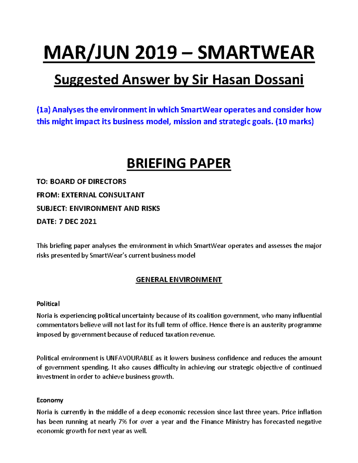 8- Smartwear (Mar Jun 2019 ) - Answer by Sir Hasan Dossani (full ...
