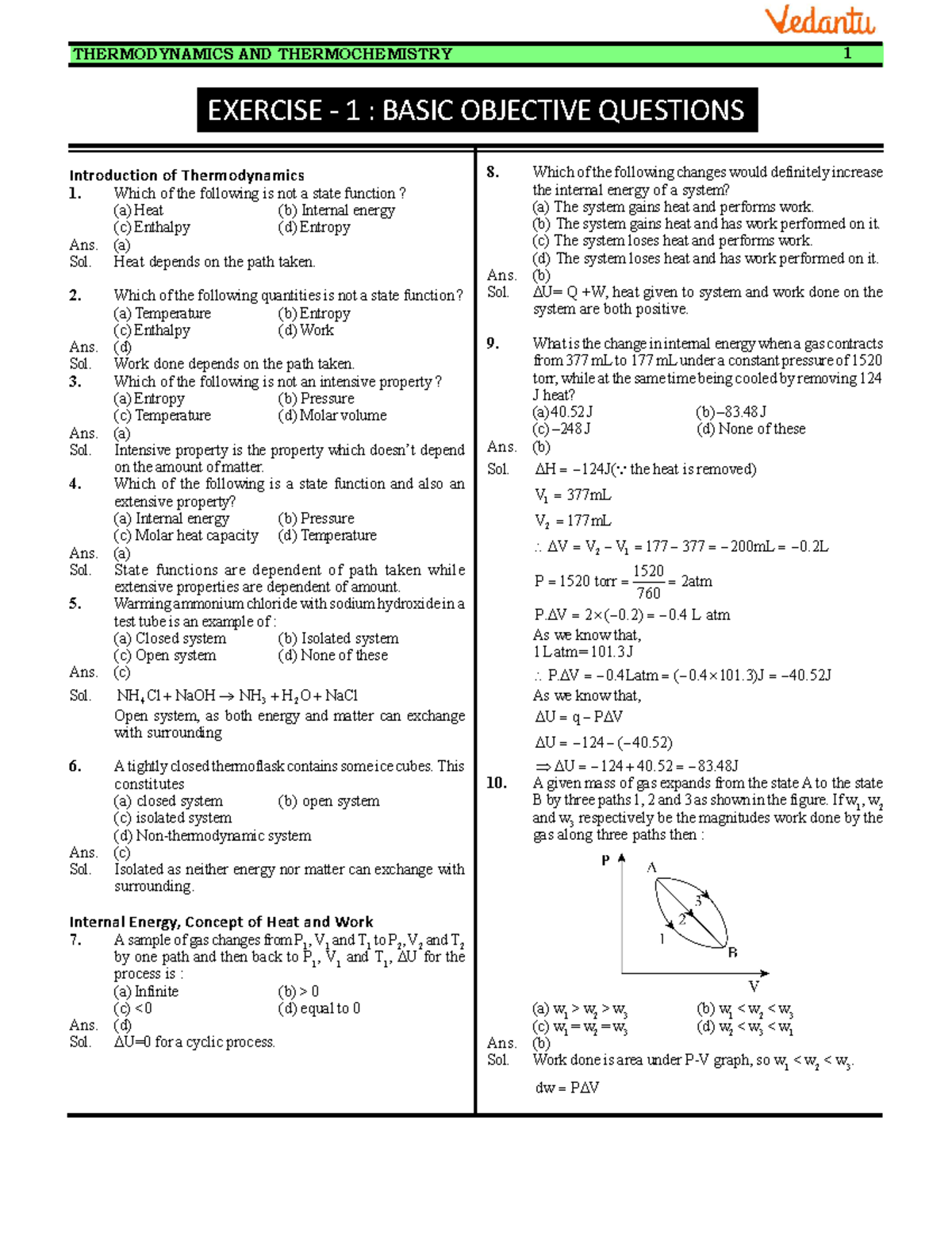 Thermodynamics & Thermochemistry EX-1 - THERMODYNAMICS AND ...
