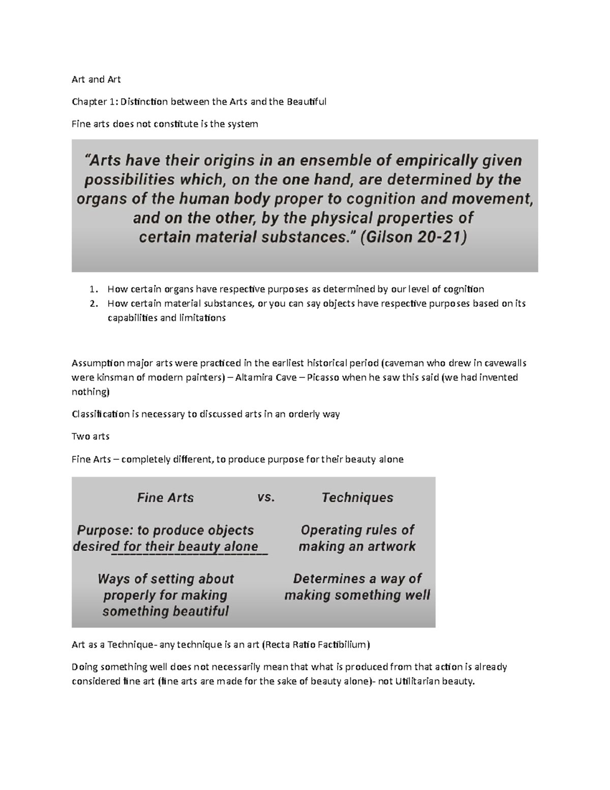 Art and Art - Notes on Arts - Art and Art Chapter 1: Distinction ...