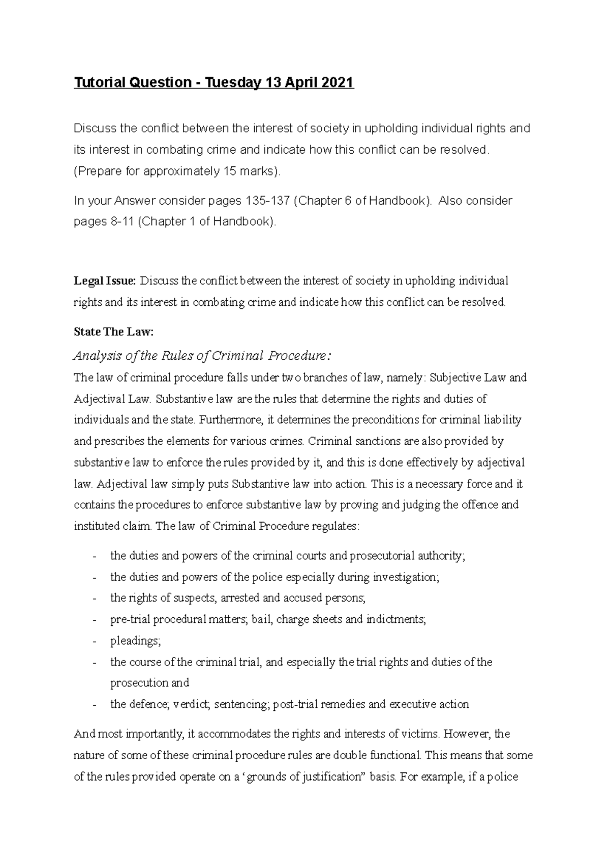 Tutorial Question - Preapre for 13 April 2021 - Tutorial Question ...