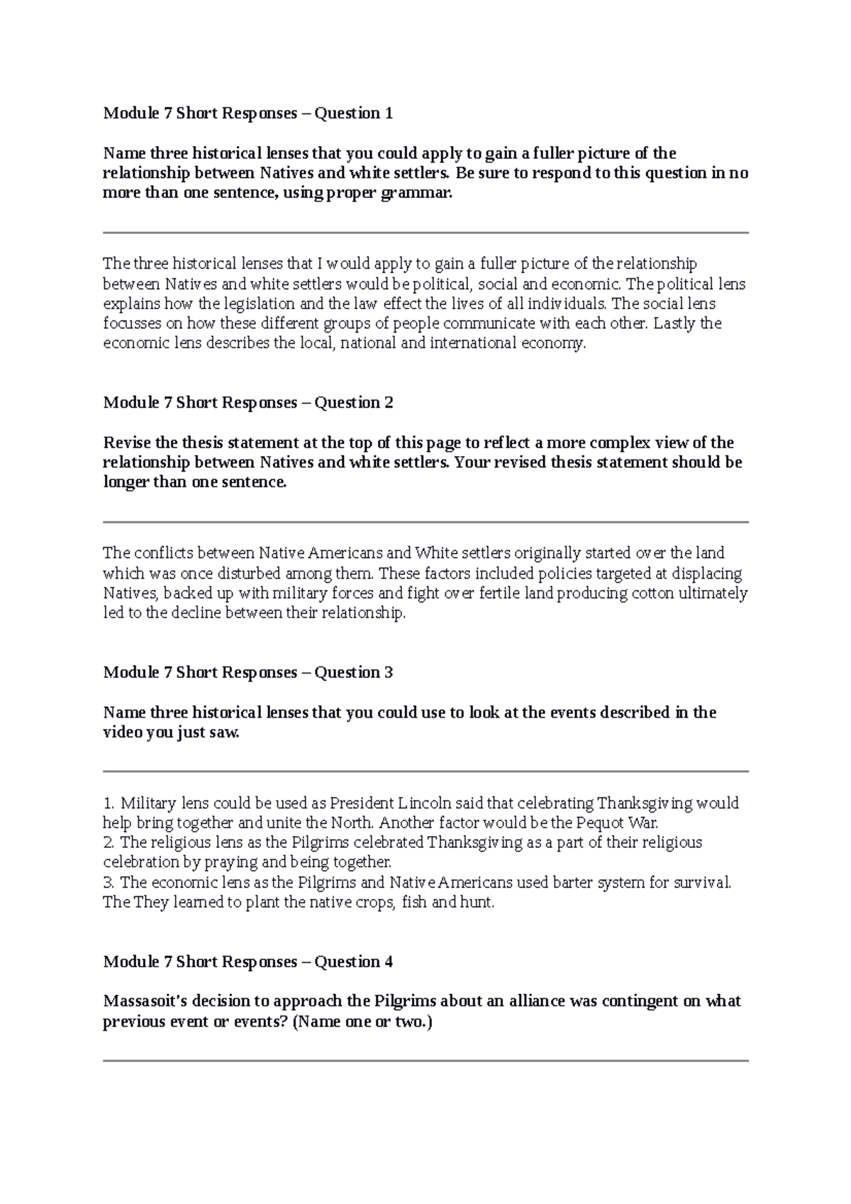 HIS 200 Applied History-7 - Module 7 Short Responses – Question 1 Name ...