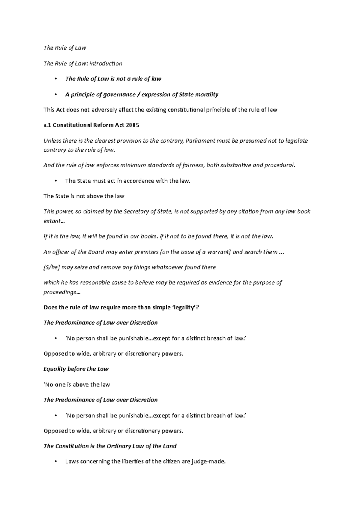 The Rule of Law - Lecture notes 02 - The Rule of Law The Rule of Law ...