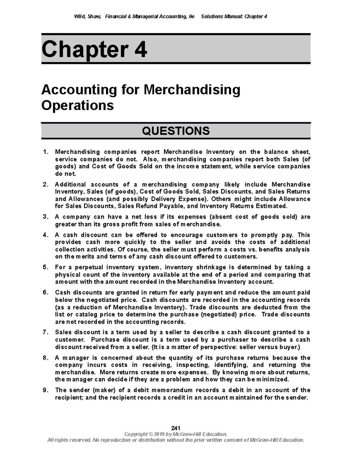 Textbook Answer Ch04 - Chapter 4 Accounting for Merchandising ...
