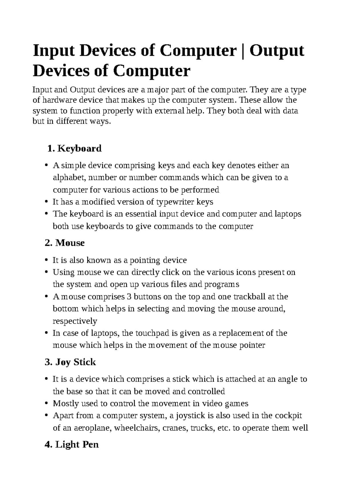 Io devices - easy to understand - Input Devices of Computer | Output ...