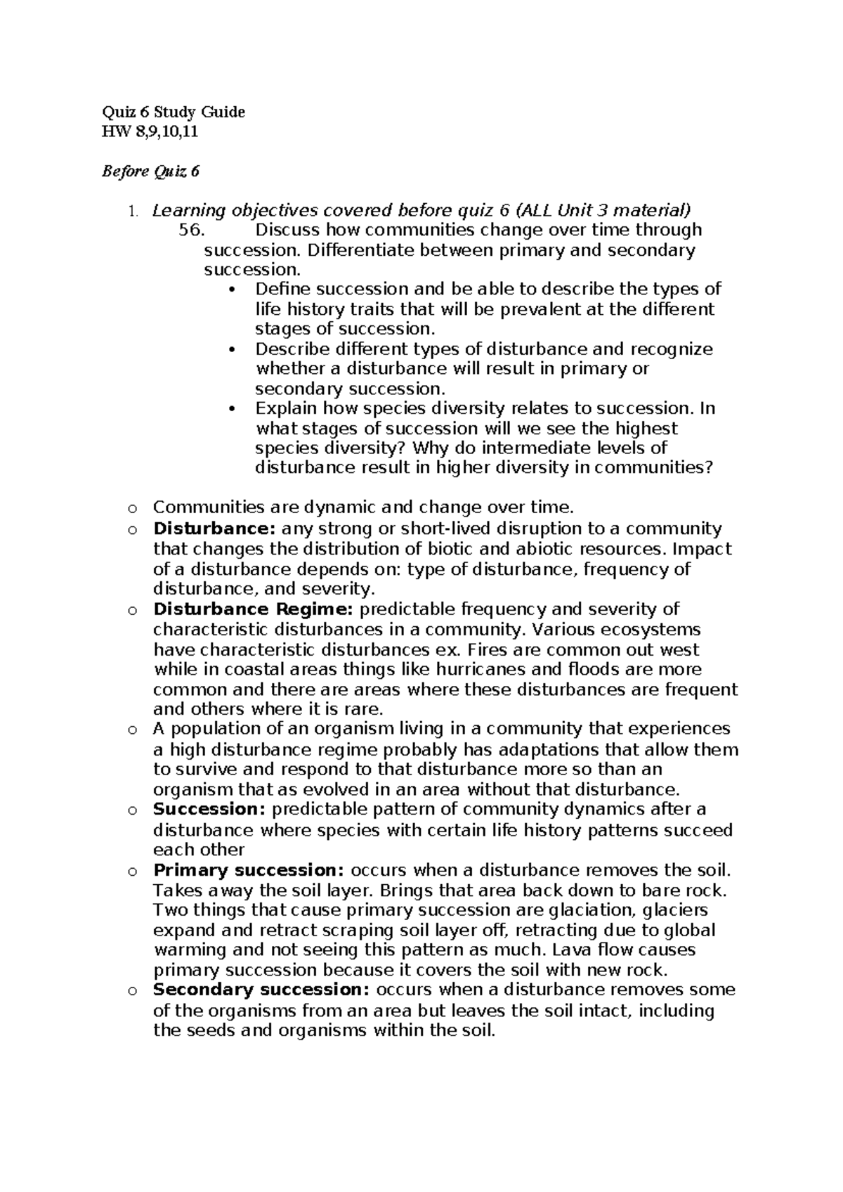 Quiz 6 unit 3 - Quiz 6 Review - Quiz 6 Study Guide HW 8,9,10, Before Quiz 6 1. Learning ...