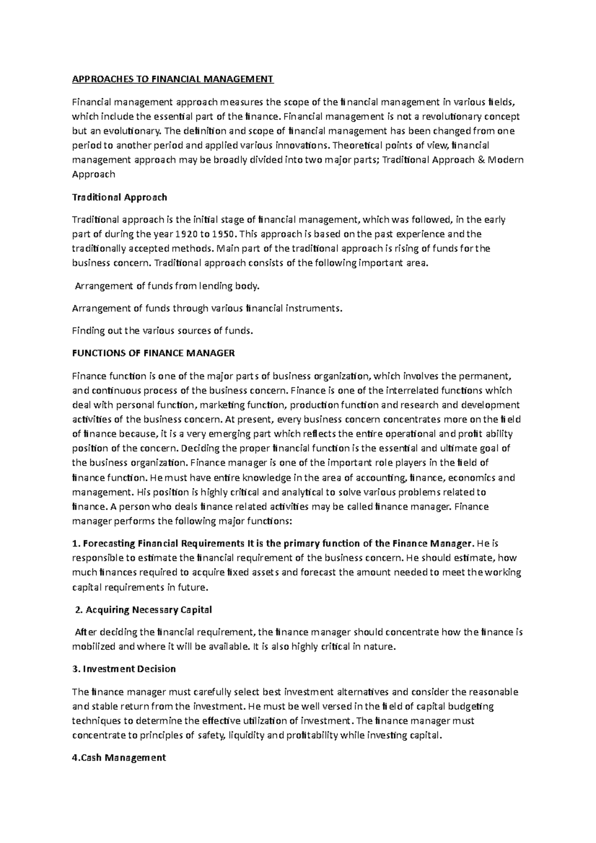 Approches to Financial Mngmt - APPROACHES TO FINANCIAL MANAGEMENT ...