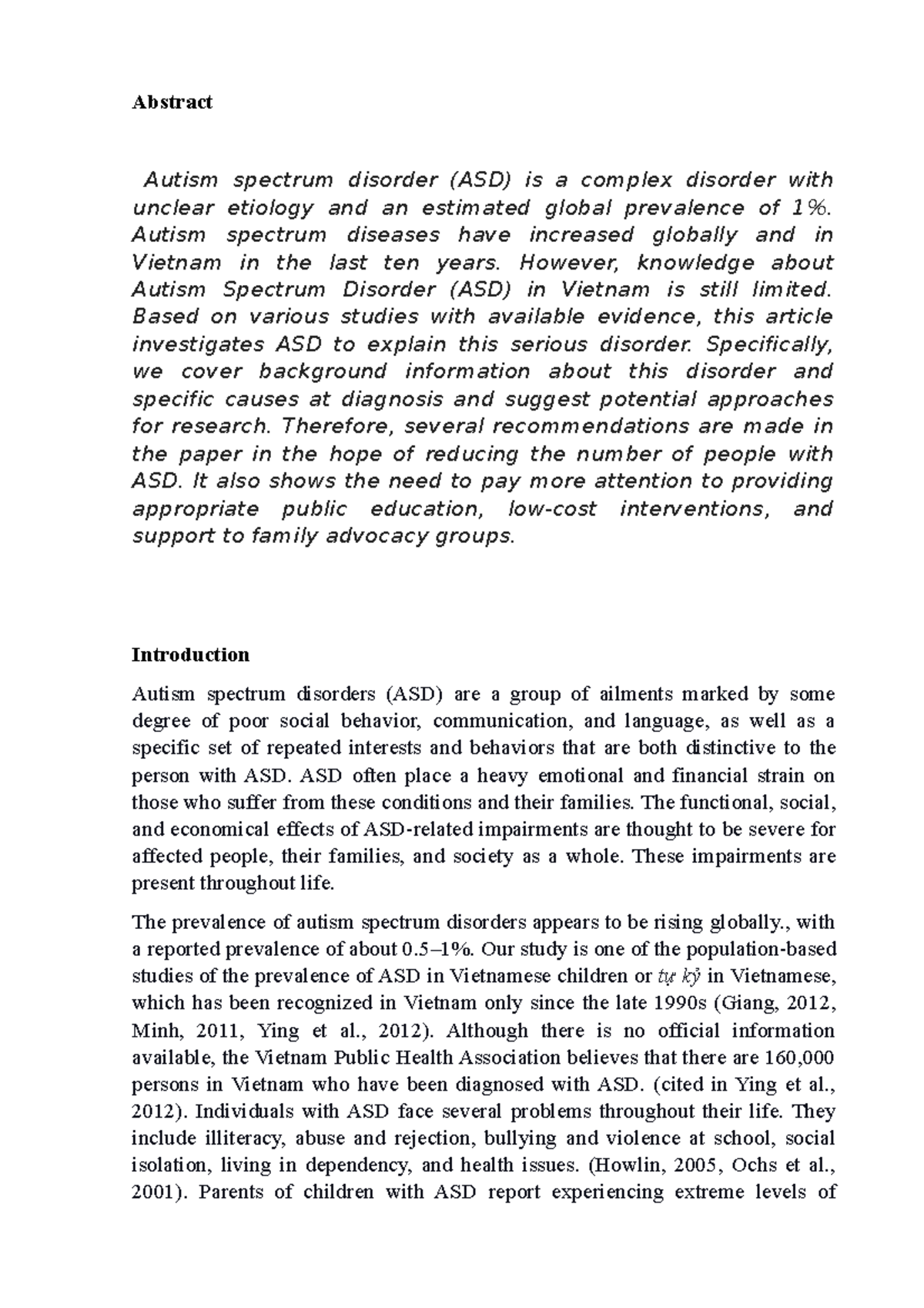 Autism - Research - Abstract Autism spectrum disorder (ASD) is a ...