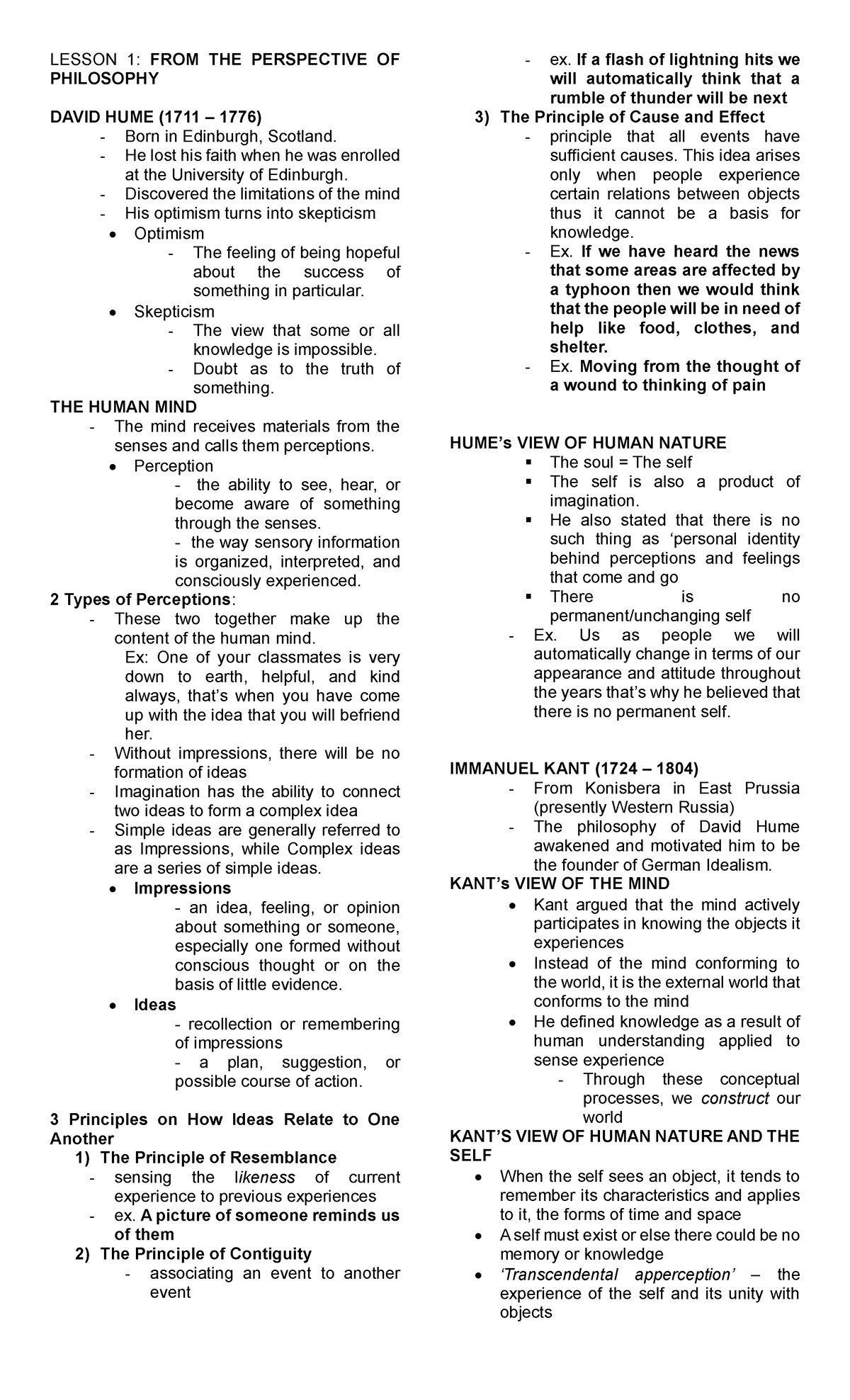 UTS-REV - BAsic Lec - LESSON 1: FROM THE PERSPECTIVE OF PHILOSOPHY DAVID HUME (1711 – 1776) Born ...