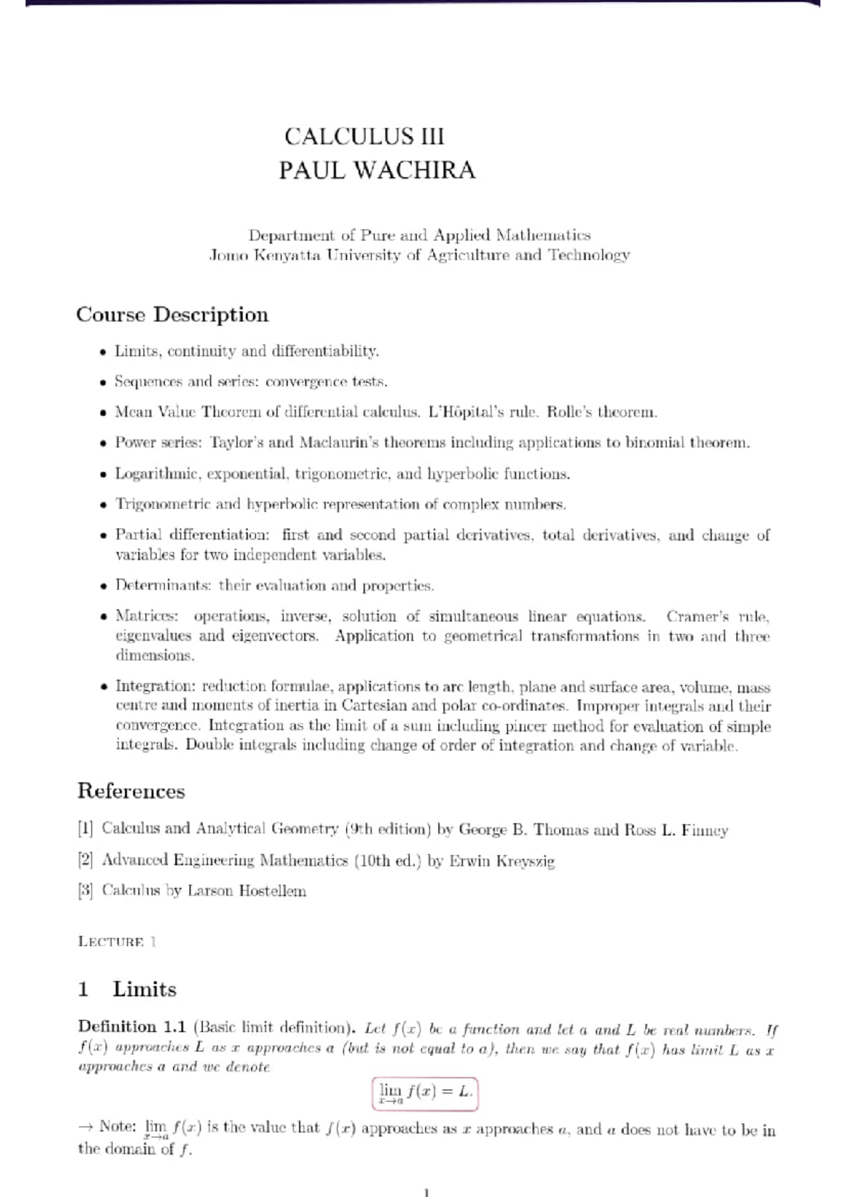 Calculus 3 all notes - year 11 - Electrical engineering - Studocu