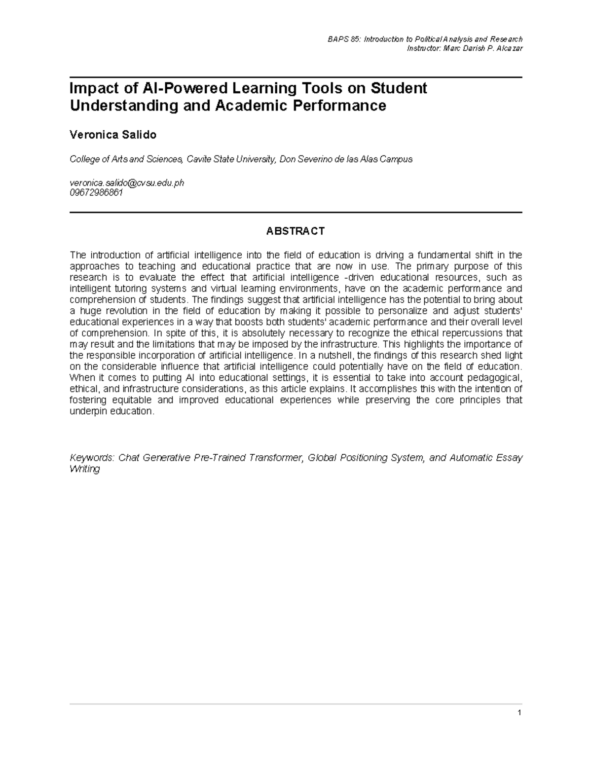 Impact of AI Powered Learning Tools on Student Understanding and ...