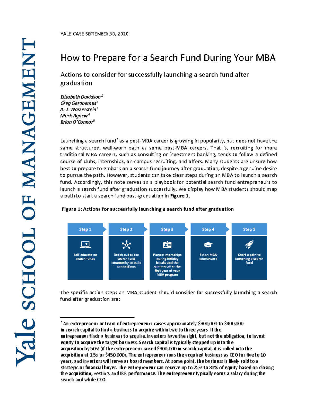 How to Prepare for a Search Fund During Your MBA - YALE CASE SEPTEMBER ...