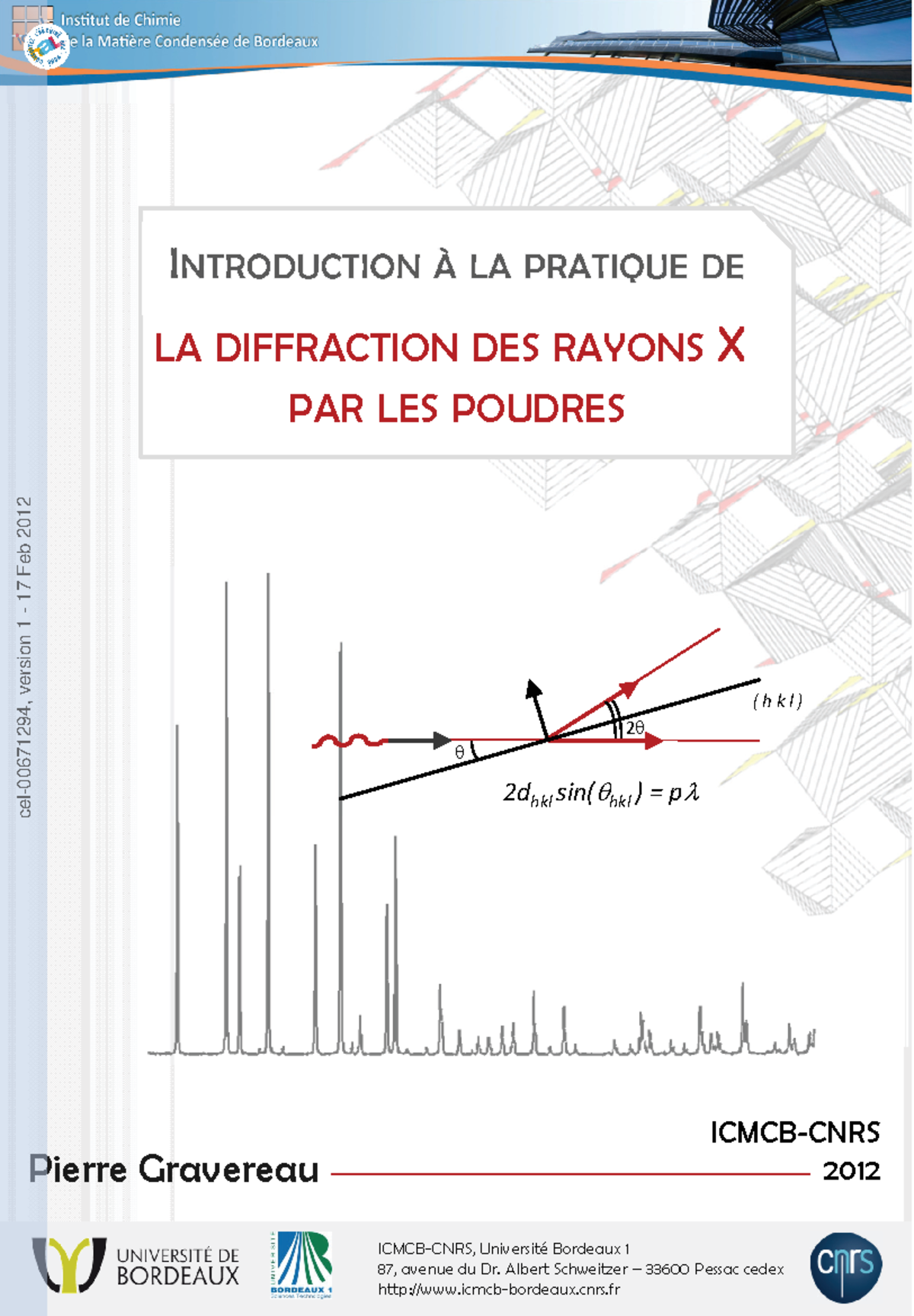 Livre Diffraction des rayons X Pierre Gravereau Icmcb - LA DIFFRACTION DES RAYONS X PAR LES ...