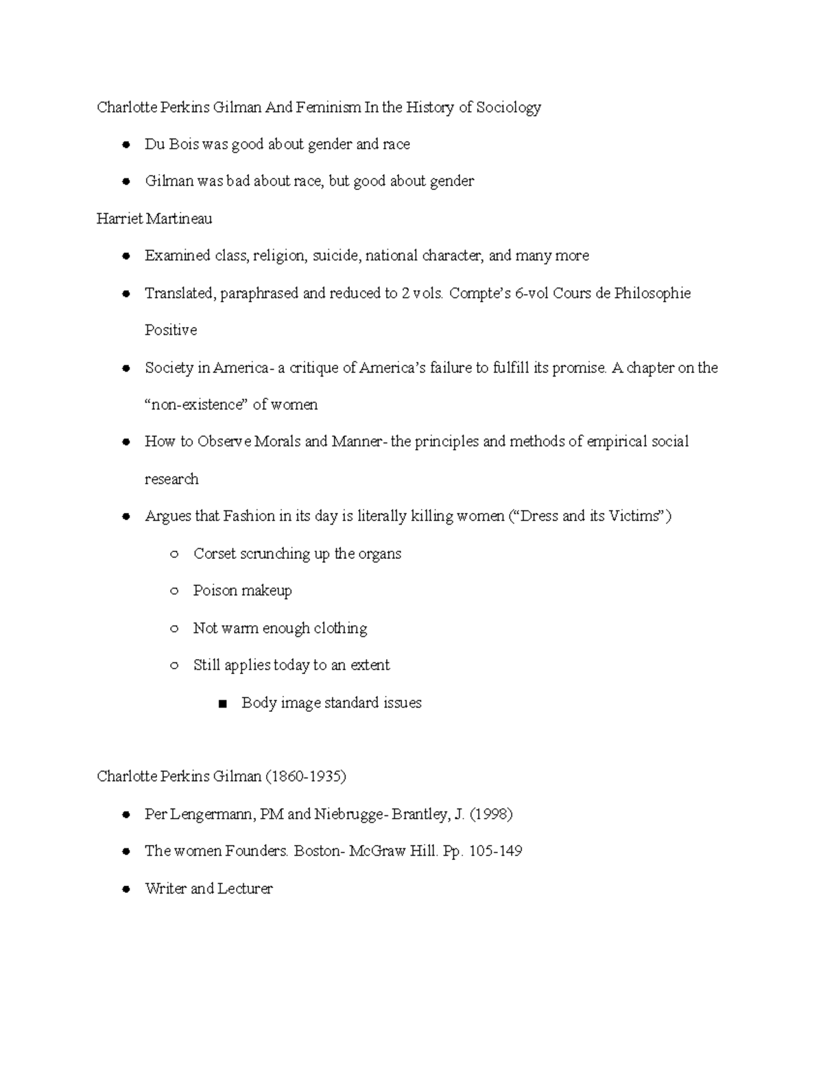 Charlotte Perkins Gilman and Feminism In the History of Sociology ...