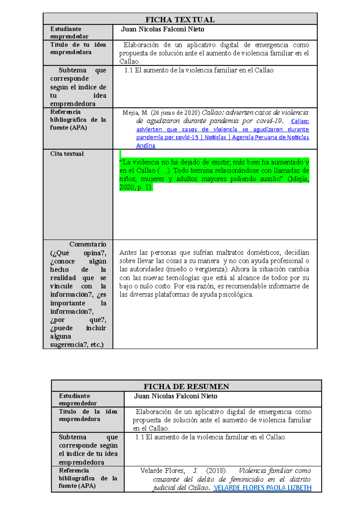 Formatos de fichas textual y de resumen - FICHA TEXTUAL Estudiante ...