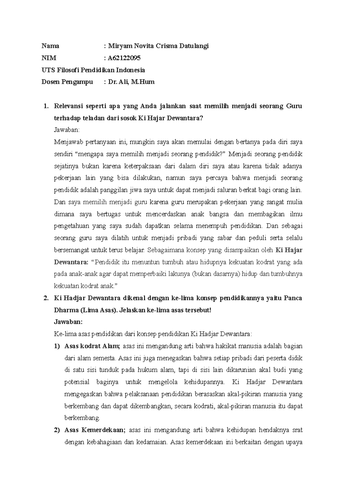 UTS Filosofi Pendidikan - Ali, M Relevansi seperti apa yang Anda ...