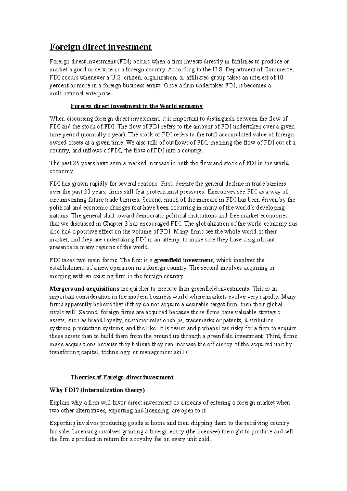 8. FDI - Summary of the book about FDI - Foreign direct investment ...