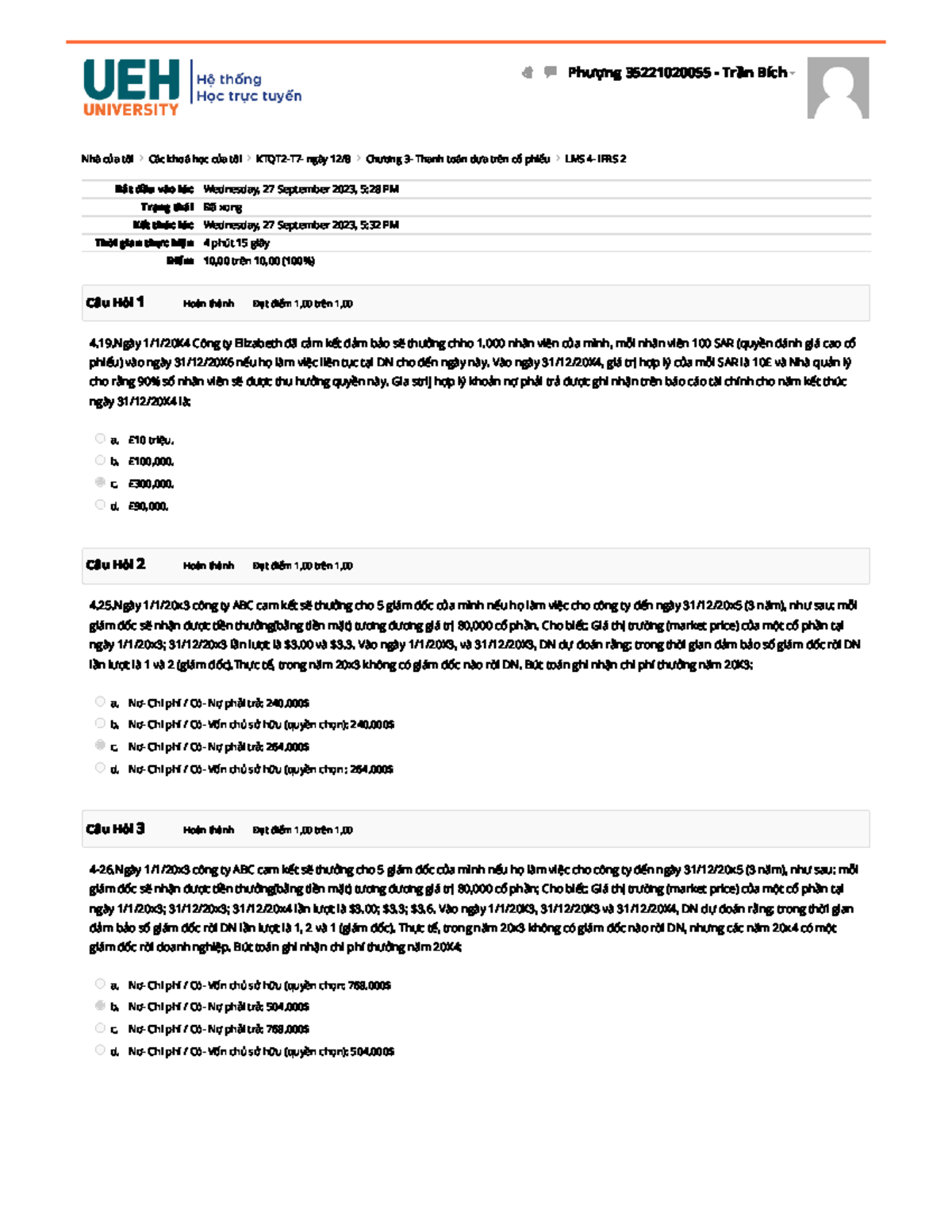 LMS 4- IFRS 2 -đã gộp - KIỂM TRA LMS CHƯƠNG IFRS 2 - Bắt đầu vào lúc Wednesday, 27 September ...