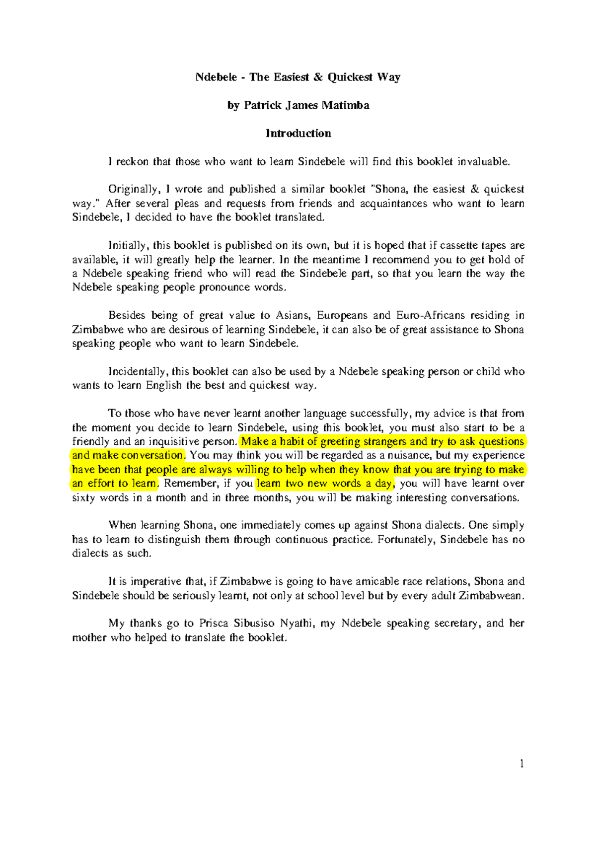 Ndebele-lessonspdf - To learn how to speak Ndebele - Ndebele - The ...