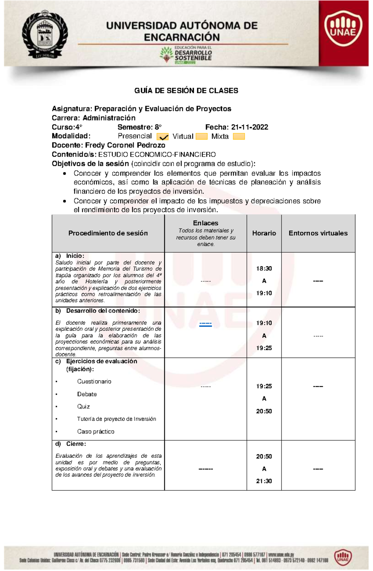 GUIA DE Secion 13 - PROYECTOS - GUÍA DE SESIÓN DE CLASES Asignatura ...