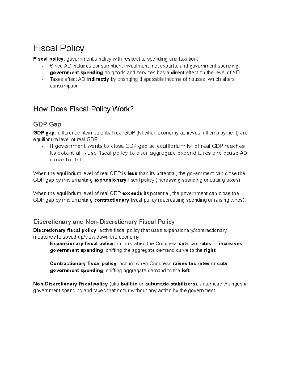 Chapter 13 - Fiscal Policy & Federal Budget - Fiscal Policy Fiscal ...